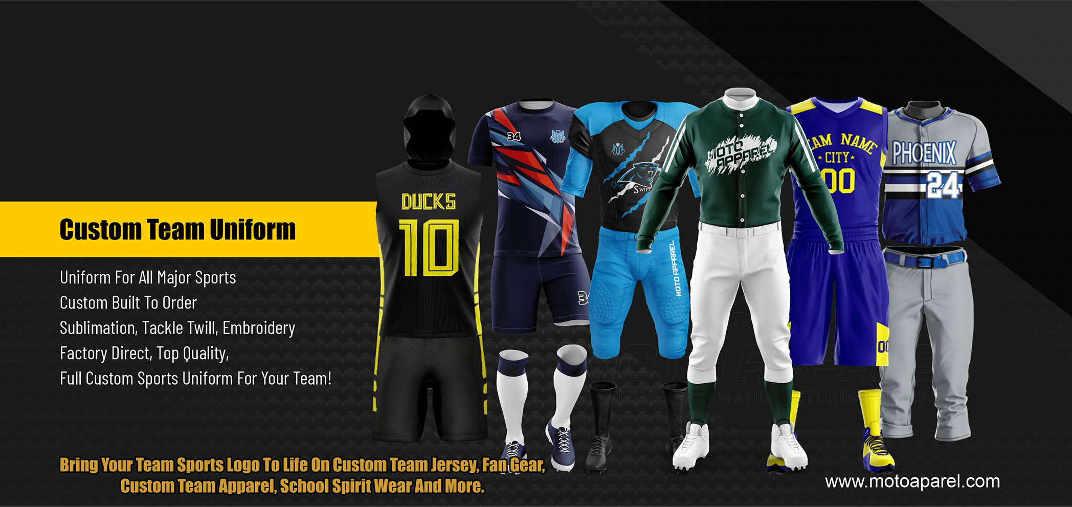 Moto Apparel - sports uniforms - custom apparel - fashion team uniforms